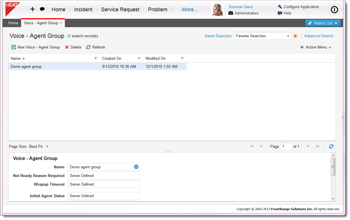 Viewing HEAT Voice Agent Groups and Agent Skills
